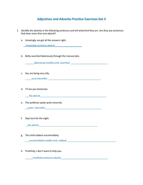 Week 8 Practice Exercises Set Ii Adjectives And Adverbs Practice