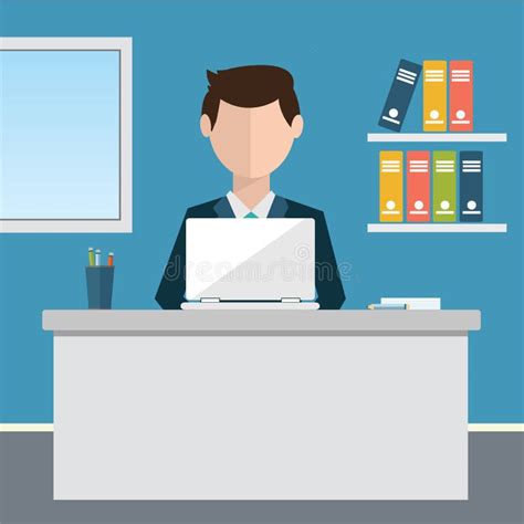 man overwork in office vector illustration of cartoon manager sitting