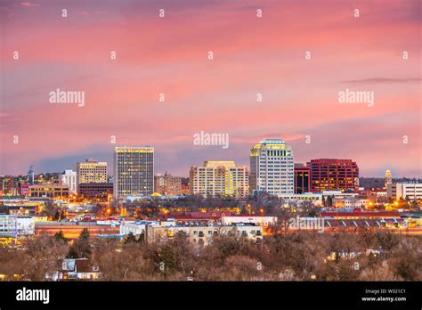 Colorado Springs Colorado Usa Downtown City Skyline At Dusk Stock