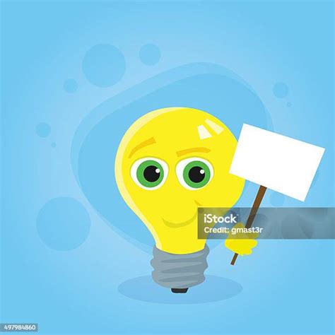 Karakter Kartun Bola Kuning Muda Pegang Papan Tanda Putih Ilustrasi