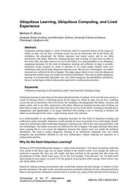 Pdf Chapter 3 Ubiquitous Learning Ubiquitous Computing And Lived Experience