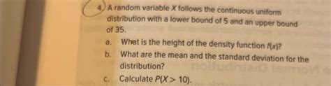 solved 4 a random variable x follows the continuous uniform