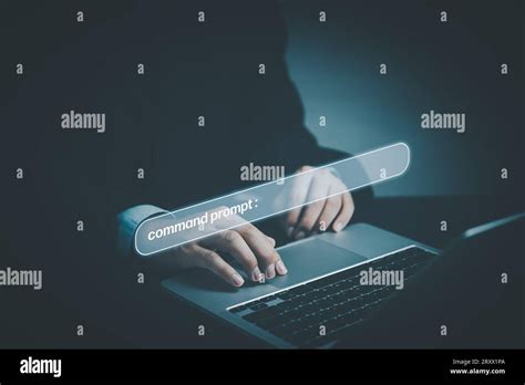 Command Prompt Virtual Screen Digital Technology Businessperson Using Computer Ai Artificial