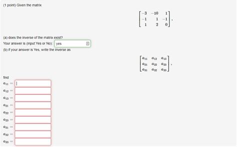 Solved 1 Point Given The Matrix 3111012110 A Chegg Com