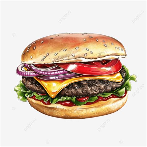 Ilustración Del Dibujo De Comida De Hamburguesa Sándwich De Hamburguesa