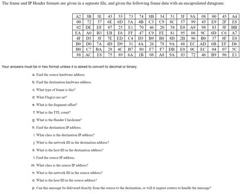 Solved The Frame And IP Header Formats Are Given In A Chegg