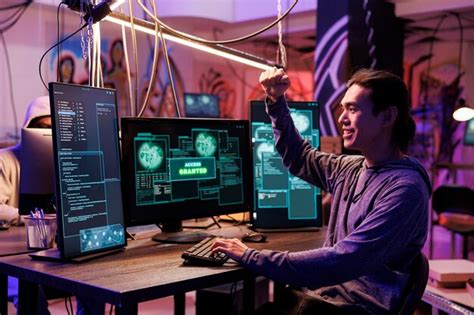 Premium Photo Hacker Celebrating Successful Hacking