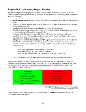 Fillable Online Studyphysics Appendix A Laboratory Report Format Fax Email Print PdfFiller