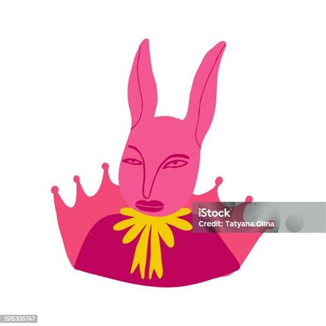 냉소적인 얼굴을 가진 기괴한 펑키 여왕 토끼 부활절 캐릭터 1970 1979 년에 대한 스톡 벡터 아트 및 기타 이미지