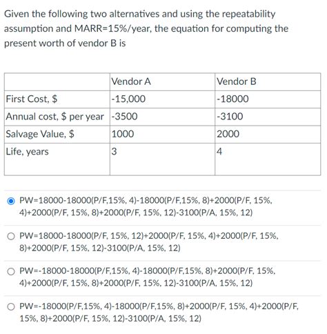 solved given the following two alternatives and using the