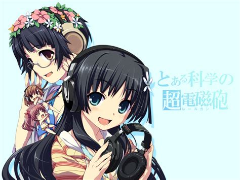 Safebooru Bikini Chibi Flower Glasses Headphones Misaka Mikoto Saten