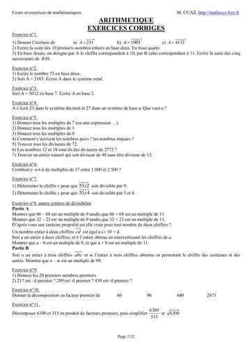 Exercice Corrigé Arithmétiques