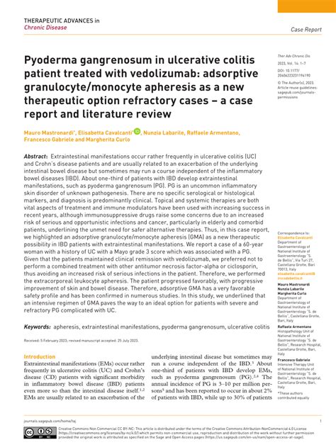 Pdf Pyoderma Gangrenosum In Ulcerative Colitis Patient Treated With Vedolizumab Adsorptive