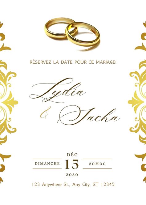 Carte De Mariage Imprimable Modèle Dinvitation Faire Part De