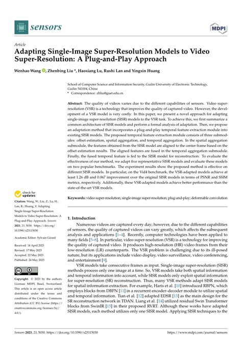 Pdf Adapting Single Image Super Resolution Models To Video Super