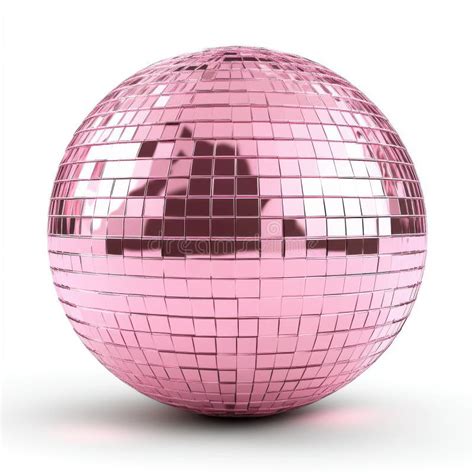 Pink Disco Ball On White Background Reflective Facets And Dazzling
