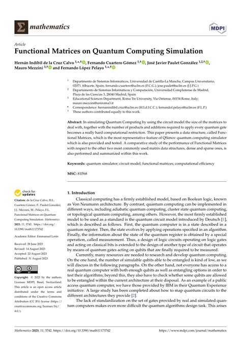 Pdf Functional Matrices On Quantum Computing Simulation