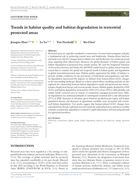 Trends In Habitat Quality And Habitat Degradation In Terrestrial