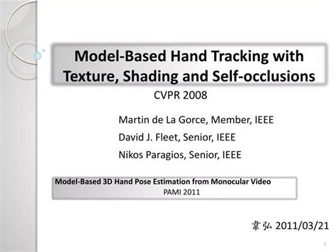 ppt model based hand tracking with texture shading and self