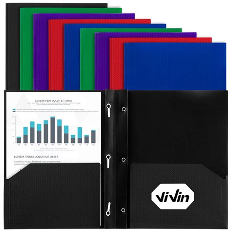 Vivin Sturdy Plastic Folder With Pockets And 3 Prongs 10 Pack 2
