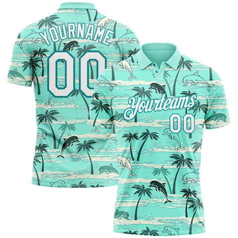 Custom Teal White 3d Pattern Design Hawaii Palm Trees Performance Golf