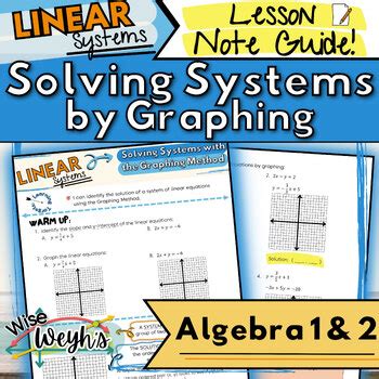 Solving Systems By Graphing Algebra Teaching Resources TPT