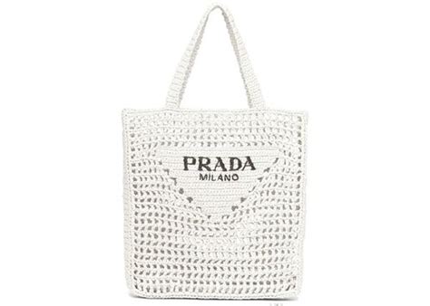 Prada Raffia Tote Bag White Solesense