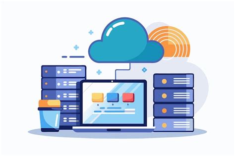 Premium Vector A Laptop With A Cloud Symbol Hovering Above It Representing Cloud Storage And