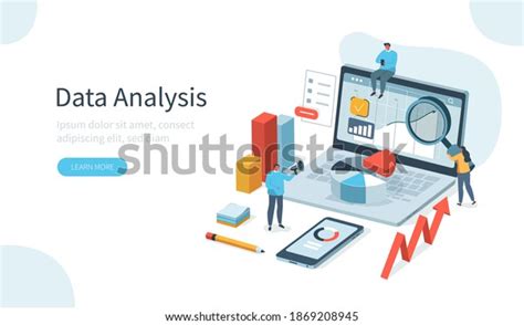 People Characters Working Data Visualization On Stock Vector Royalty