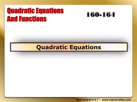 PPT Quadratic Equations And Functions PowerPoint Presentation Free