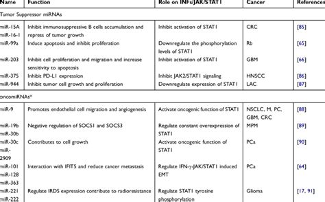 Microrna Regulate The Ifns Stat1 Signaling Pathway In Cancer Download