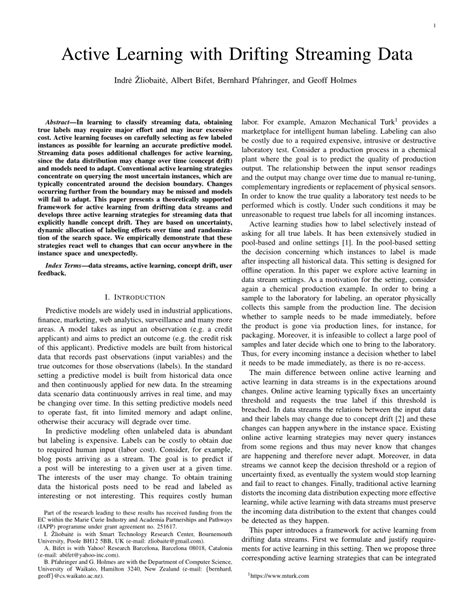 Pdf Active Learning With Drifting Streaming Data
