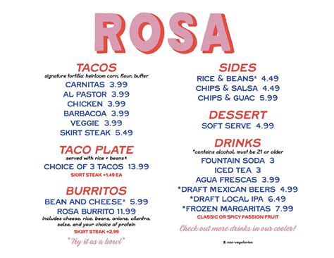 Menu Rosagardencity