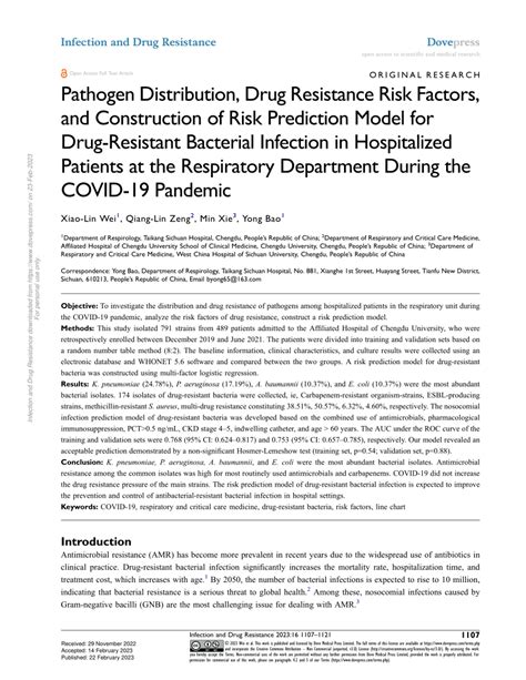 pdf pathogen distribution drug resistance risk factors and