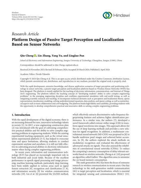 PDF Platform Design Of Passive Target Perception And Localization Based On Sensor Networks