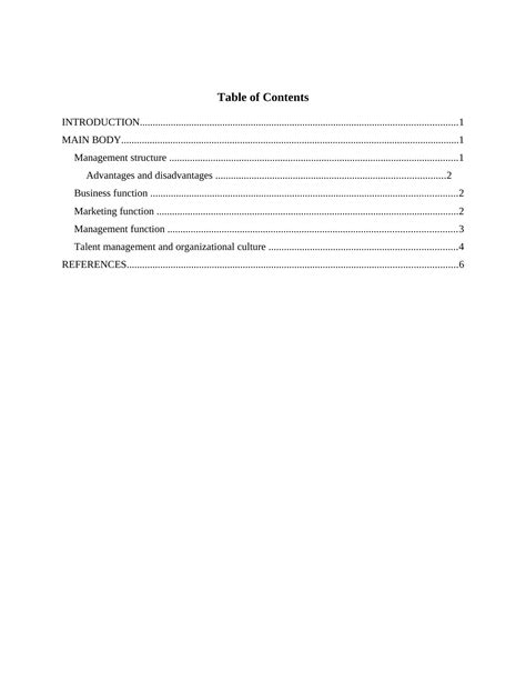 Functions And Structure A Management Report Analysis