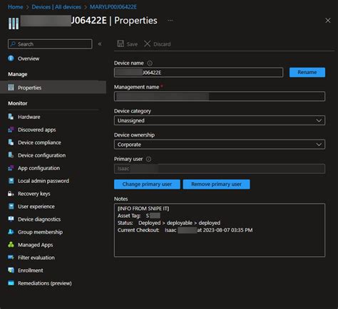 Snipe It And Azure Asset Management Info In Intune