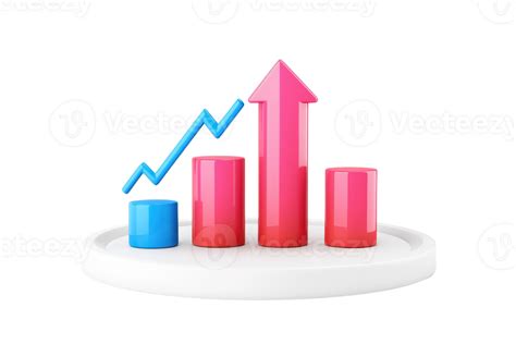 A Colorful Bar Chart Displaying Three Vertical Bars In Varying Heights With An Upward Arrow