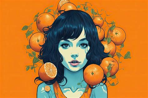 Premium AI Image Clementine Illustration Food Illustration Generative AI