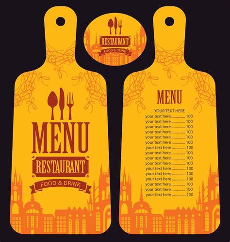 menu sous forme de planche à découper vecteur premium