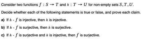 solved consider two functions f s→t and h t→u for non empty