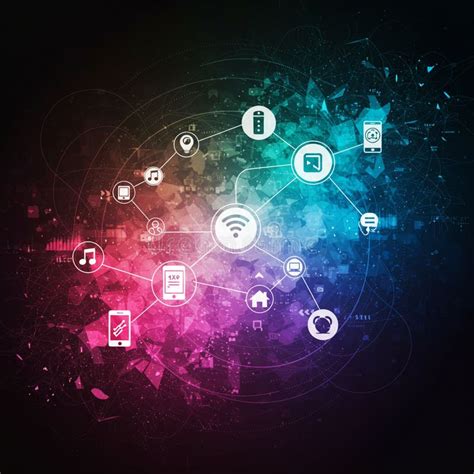 A Digital Network Concept Featuring Connected Icons Representing