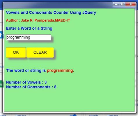 vowels and consonants counter using jquery free computer programming