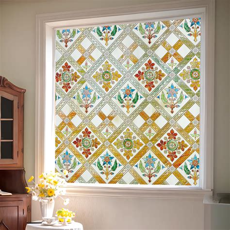 Coavas Stained Glass Window Film Decorative Privacy Film