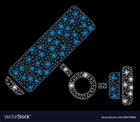 Flare Mesh Wire Frame Cctv Camera With Spots Vector Image