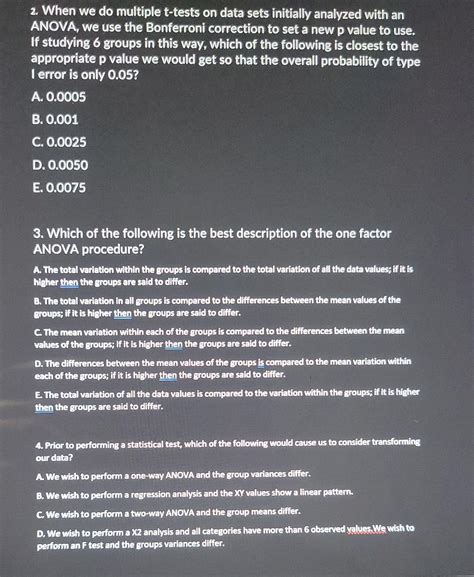 Solved 2 When We Do Multiple T Tests On Data Sets Initially Chegg Com