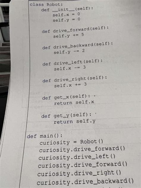 solved class robot def init self self x 0 self y 0