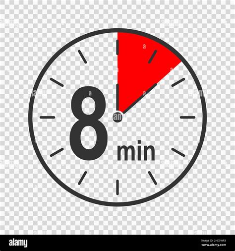 Clock Icon With 8 Minute Time Interval Countdown Timer Or Stopwatch Symbol Infographic Element