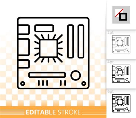 Micro Chip Cpu Simple Black Line Icons Set Vector Image