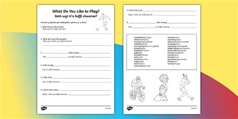Welsh English Language Patterns Summer Games Theme